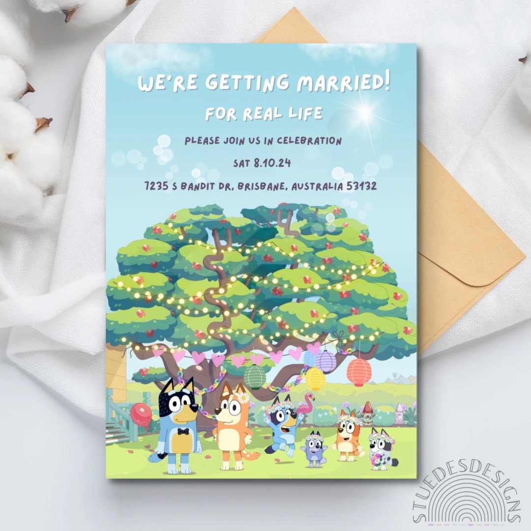 Bluey Wedding Invitation: Customizable Family Template (digital PDF) - Etsy