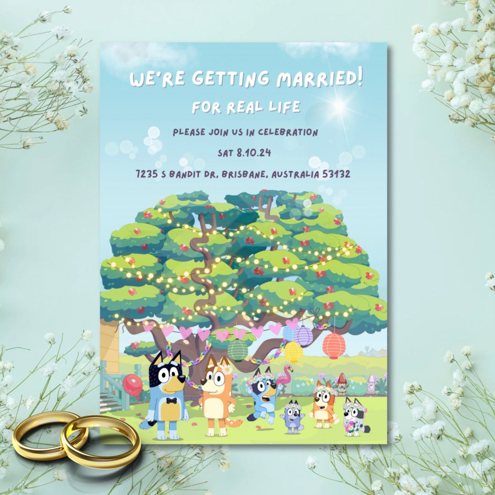 Bluey Wedding Invitation: Customizable Family Template (digital PDF) - Etsy
