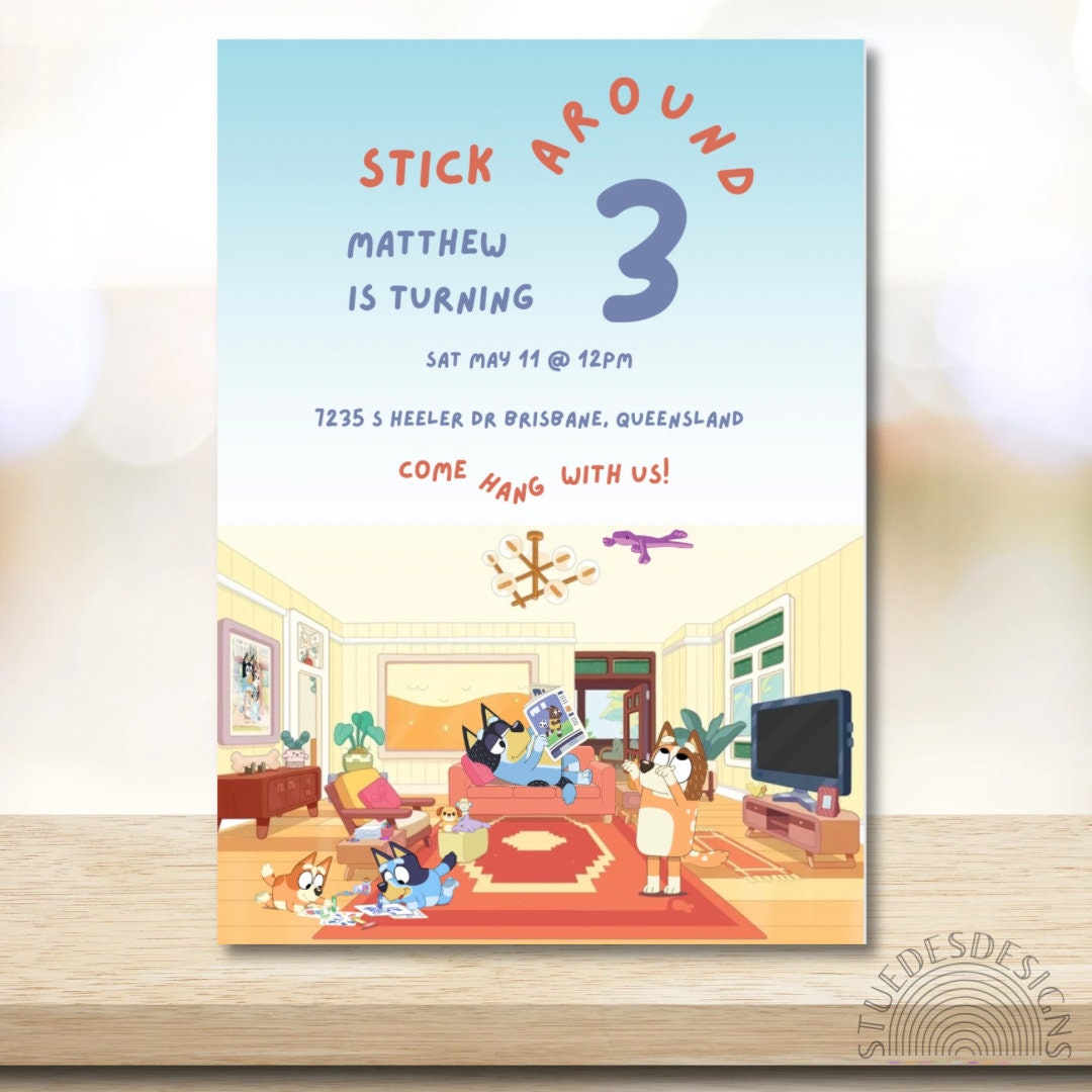 Bluey Birthday Invitation, Bluey & Bingo Birthday Invite, Digital ...