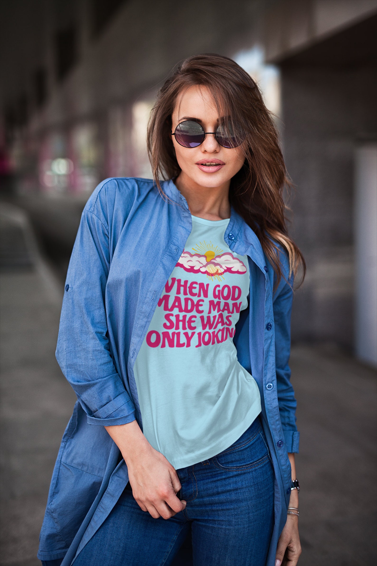 When God Made Man She Was Only Joking Women's T-shirt Funny 90's Music ...