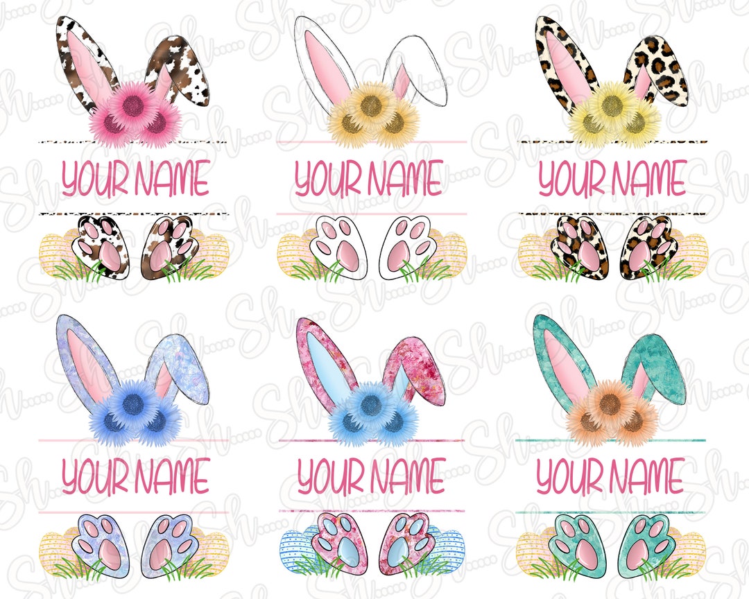 Easter Monogram Png Name Tag Bunny Monogram Frame Custom Name Happy ...