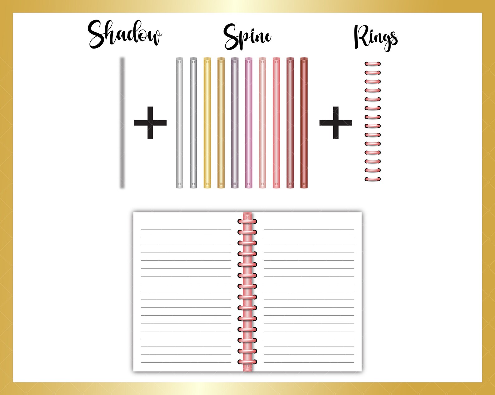 Digital Binder Rings Metallic Realistic Digital Planner Binder - Etsy