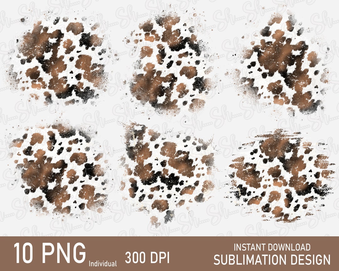 Cow Print Patch Png Cowhide Sublimation Patches Distressed Cow Print ...