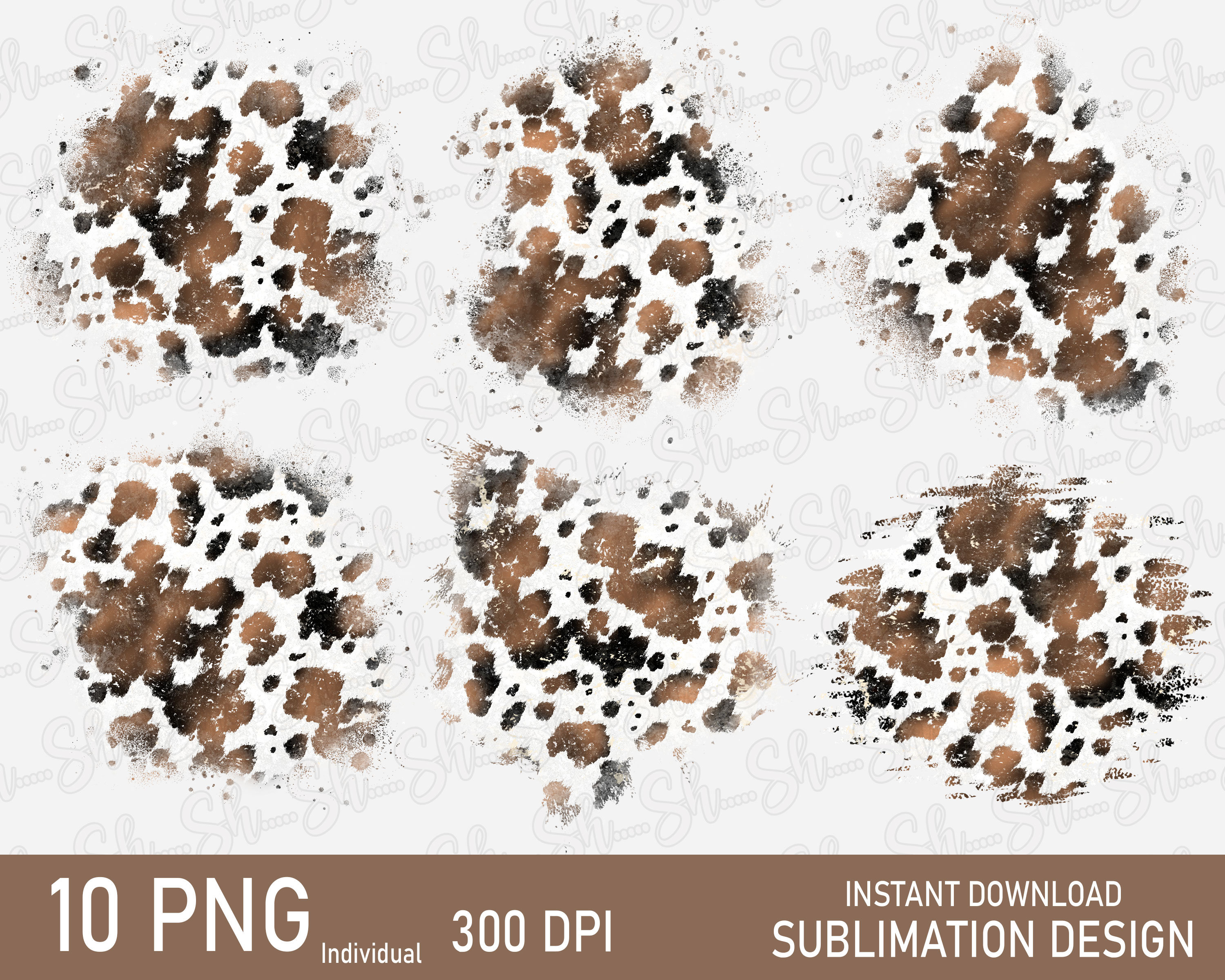 Cow Print Patch Png Cowhide Sublimation Patches Distressed Cow Print ...