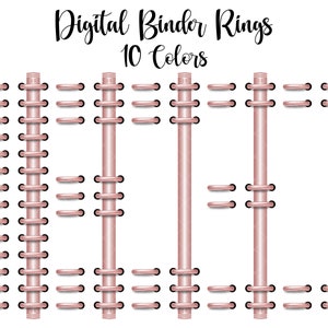 Digital Binder Rings Metallic Realistic Digital Planner Binder Rings ...