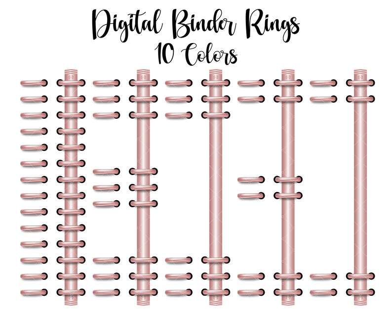 Digital Binder Rings Metallic Realistic Digital Planner Binder Rings ...