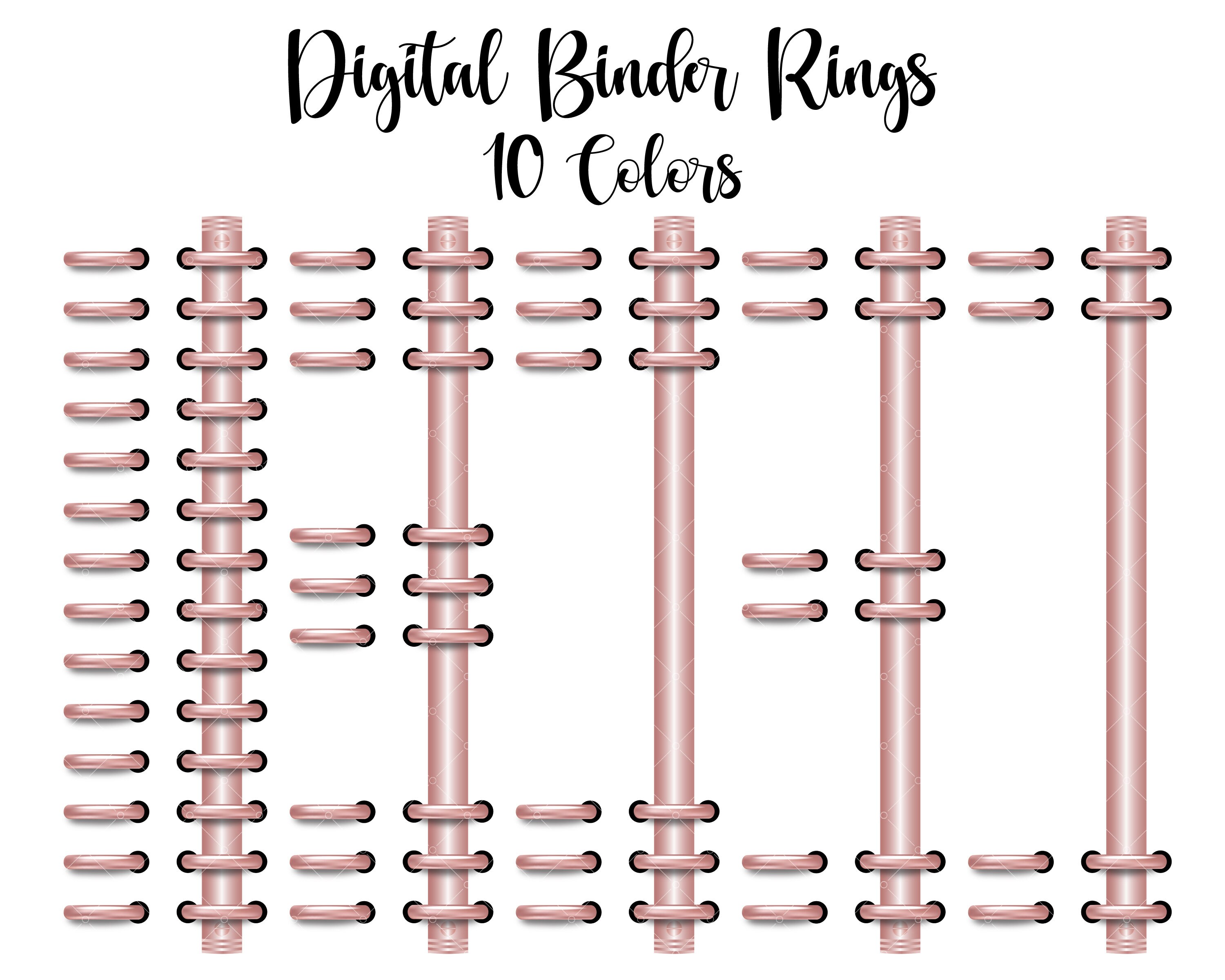 Digital Binder Rings Metallic Realistic Digital Planner Binder - Etsy