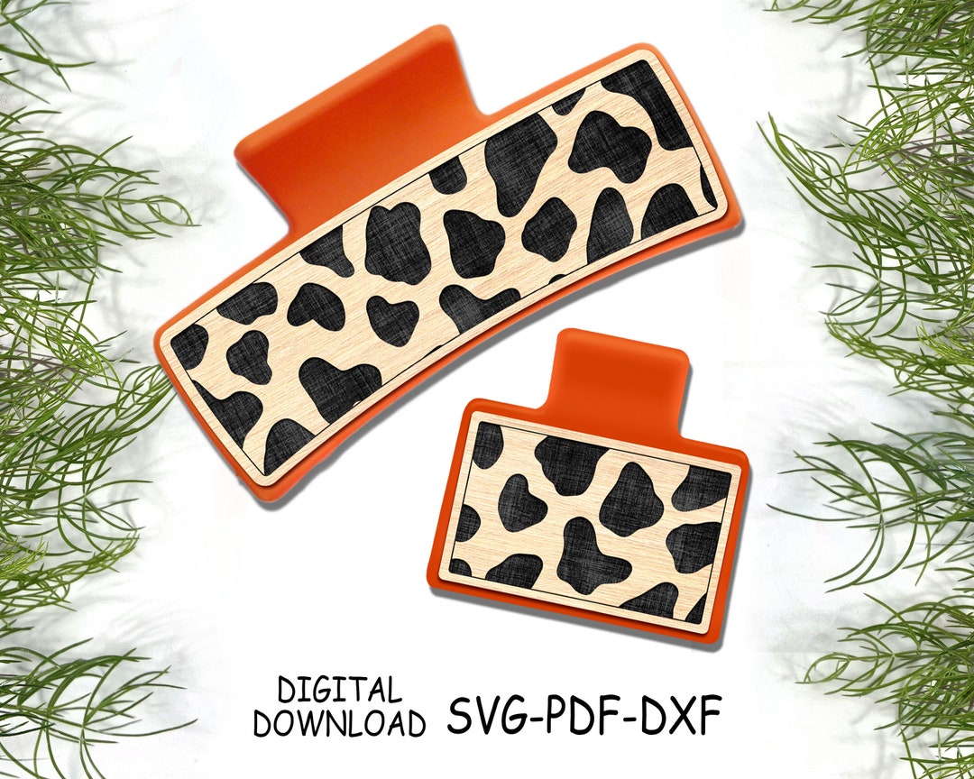 Cow Pattern SVG Hair Clip PDF Engraved Laser Cut File Digital Download ...