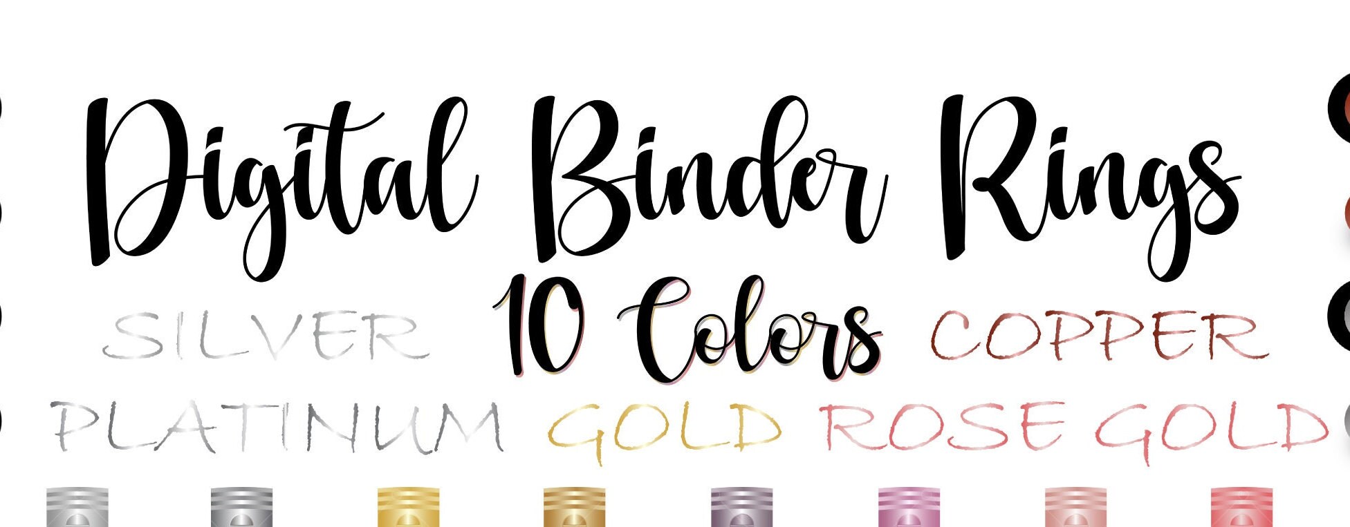 Digital Binder Rings Metallic Realistic Digital Planner Binder - Etsy