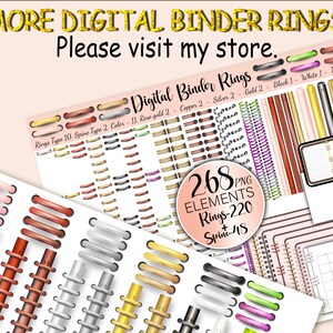 Digital Binder Rings Metallic Realistic Digital Planner Binder Rings ...