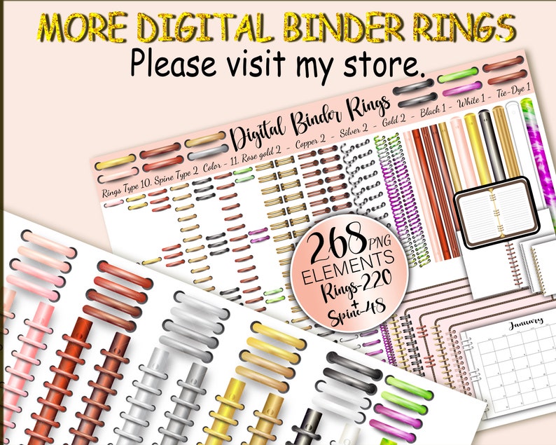 Digital Binder Rings Metallic Realistic Digital Planner Binder - Etsy