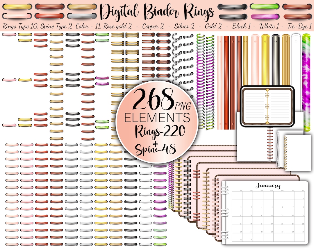 Digital Planner Binder Rings, Goodnotes Planner Digital Coils Realistic ...