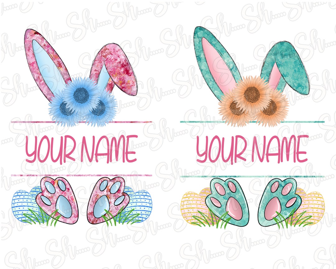 Easter Monogram Png Name Tag Bunny Monogram Frame Custom Name - Etsy