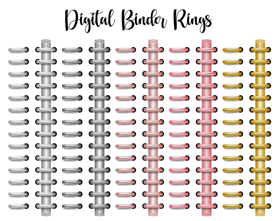 Digital Binder Rings Metallic Realistic Digital Planner Binder - Etsy