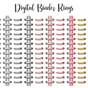Digital Binder Rings Metallic Realistic Digital Planner Binder Rings ...