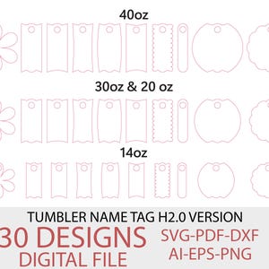Tumbler Name Tag SVG File H2.0 Version Name Plate SVG File Tumbler ...