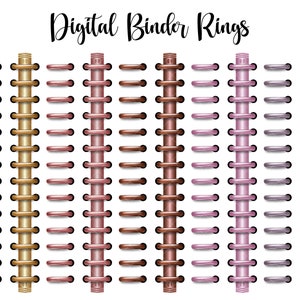 Digital Binder Rings Metallic Realistic Digital Planner Binder Rings ...