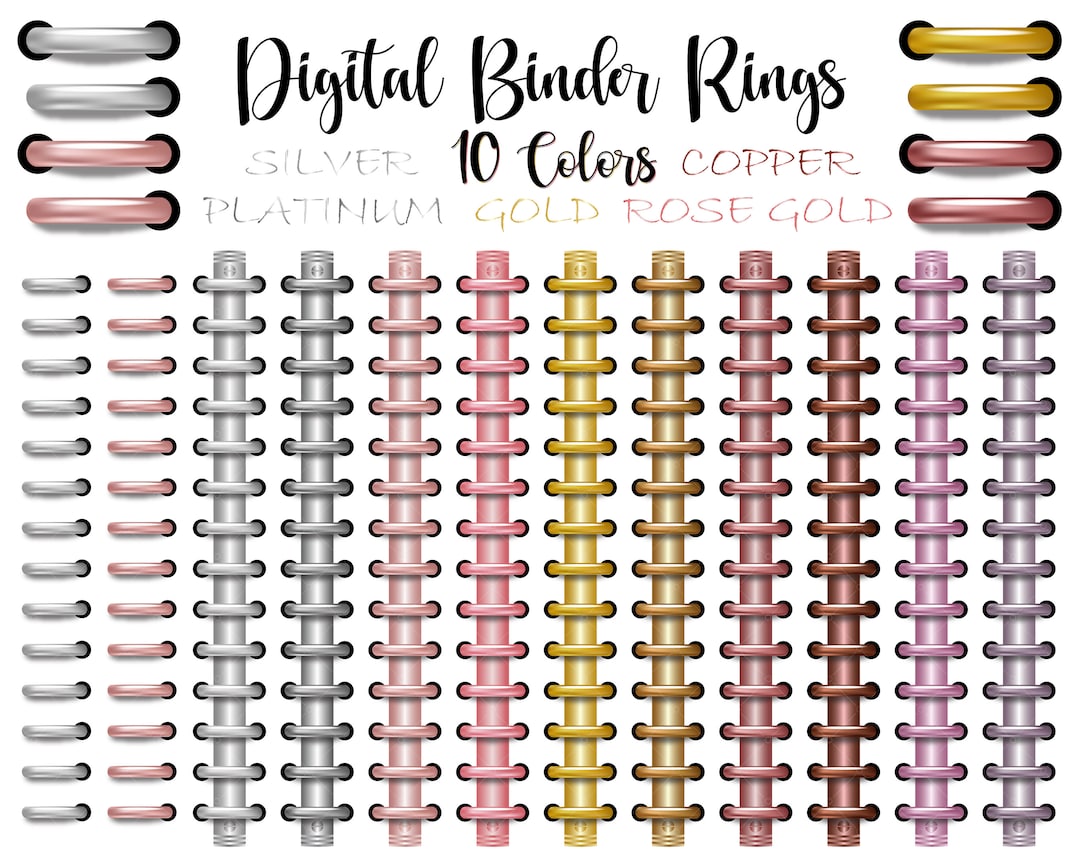 Digital Binder Rings Metallic Realistic Digital Planner Binder Rings ...