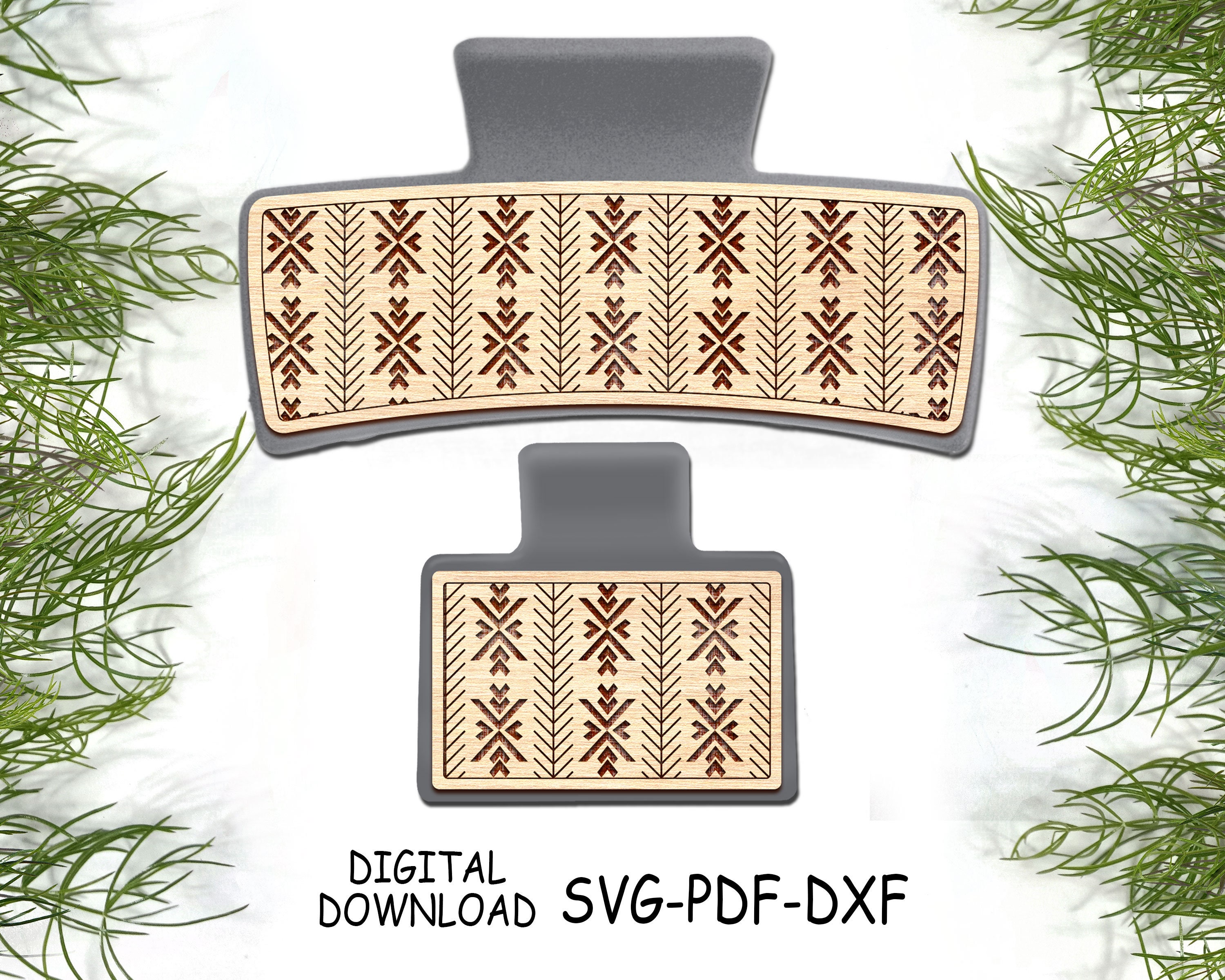 Western Pattern SVG Hair Claw Clip Engraved Laser Cut File Digital ...