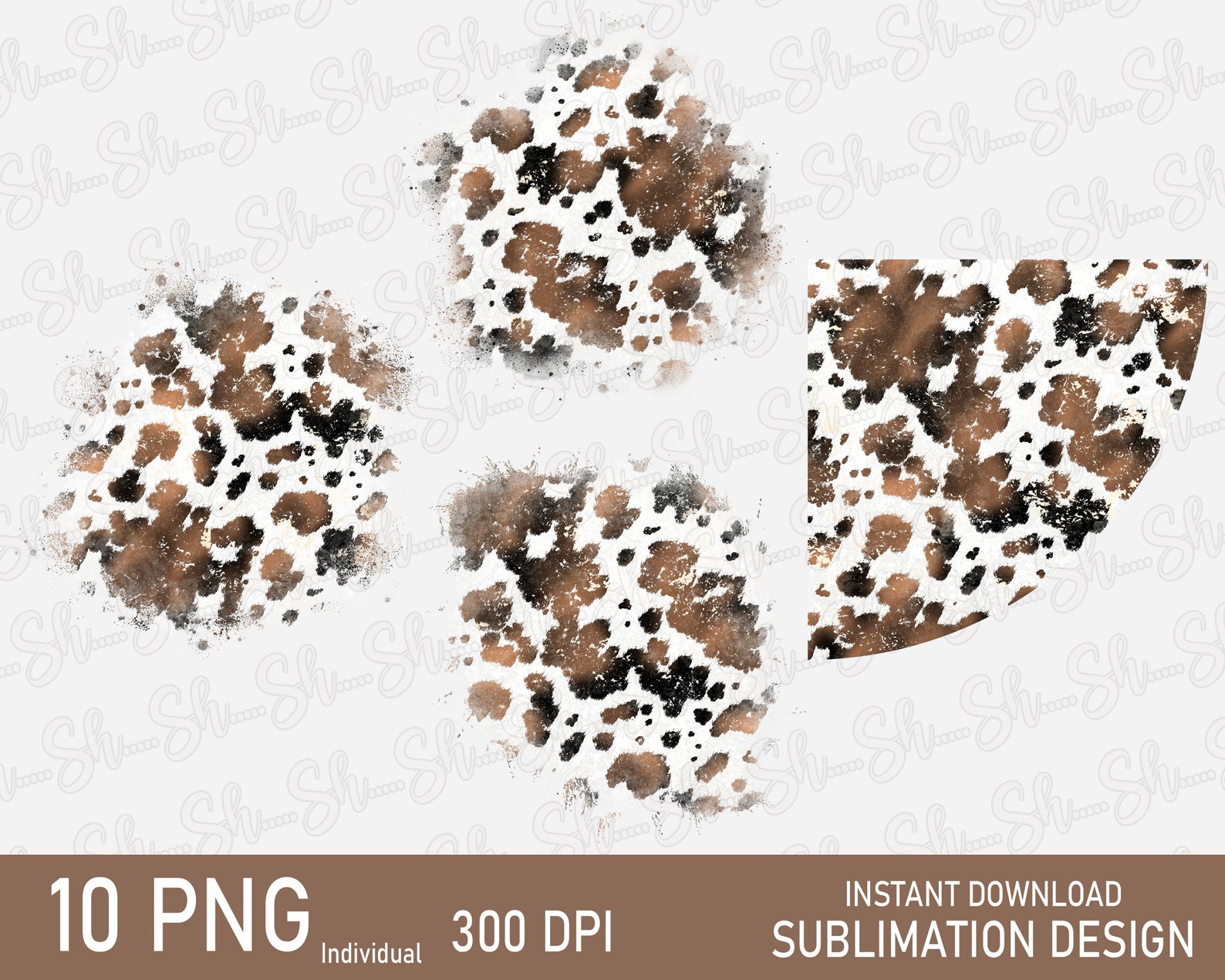 Cow Print Patch Png Cowhide Sublimation Patches Distressed Cow Print ...