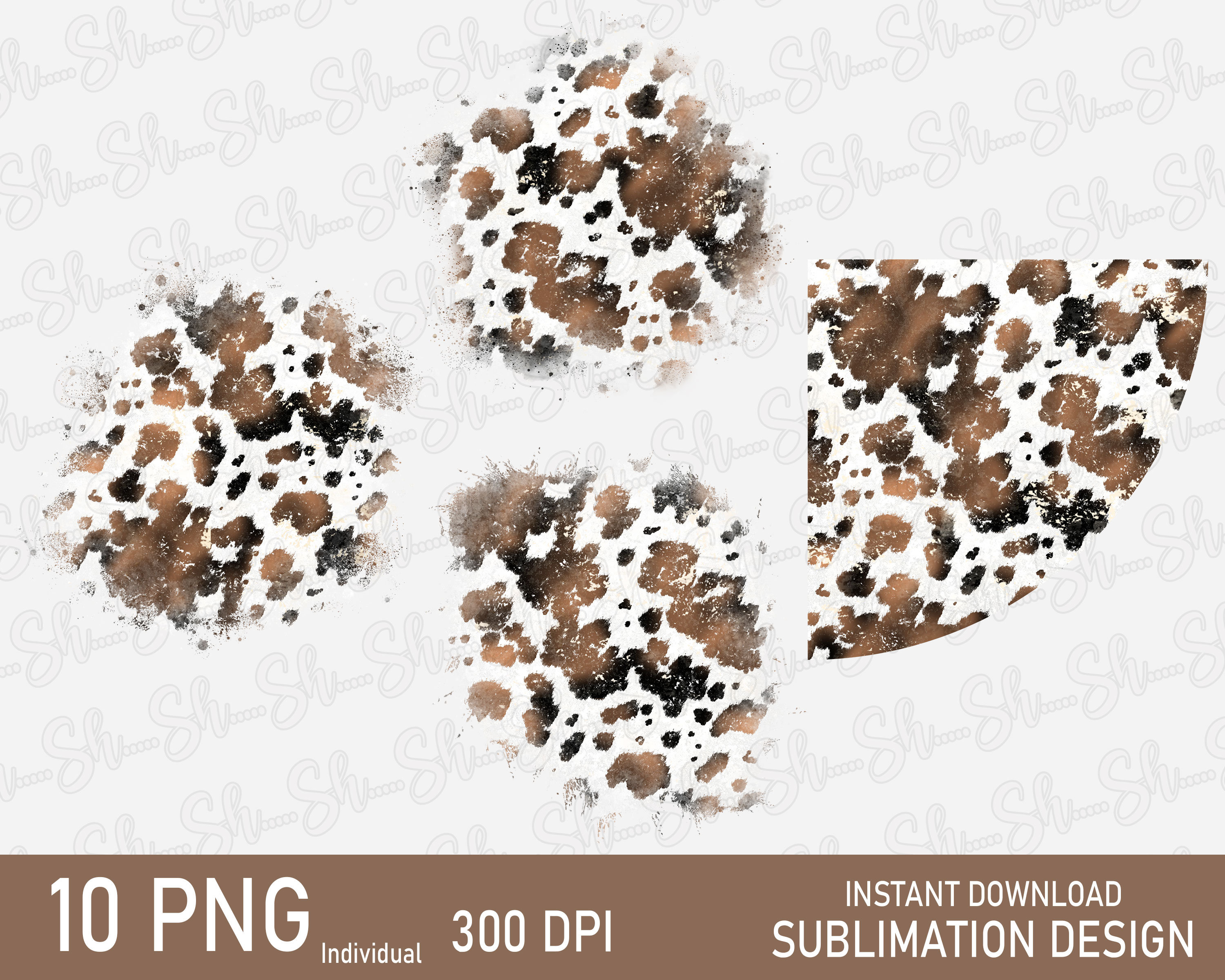 Cow Print Patch Png Cowhide Sublimation Patches Distressed Cow Print ...