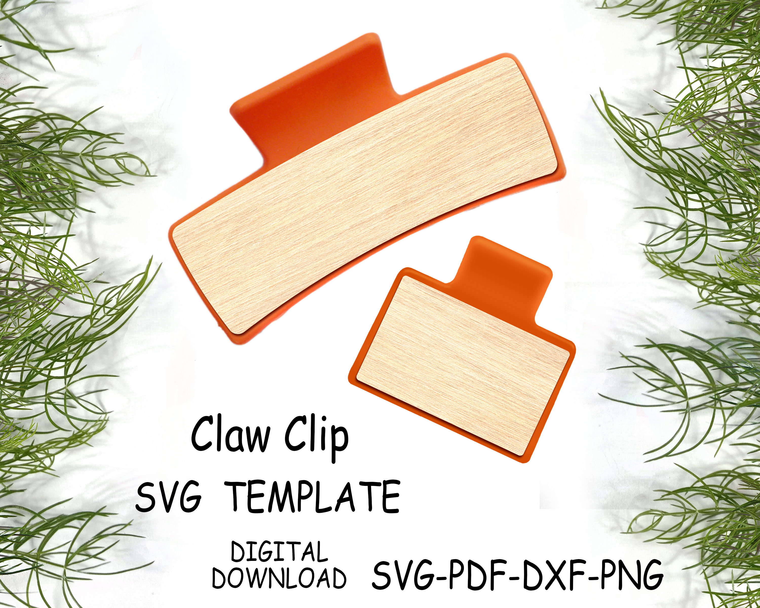 Hair Claw Clip Template SVG Hair Clip PDF Engraved Laser Cut - Etsy