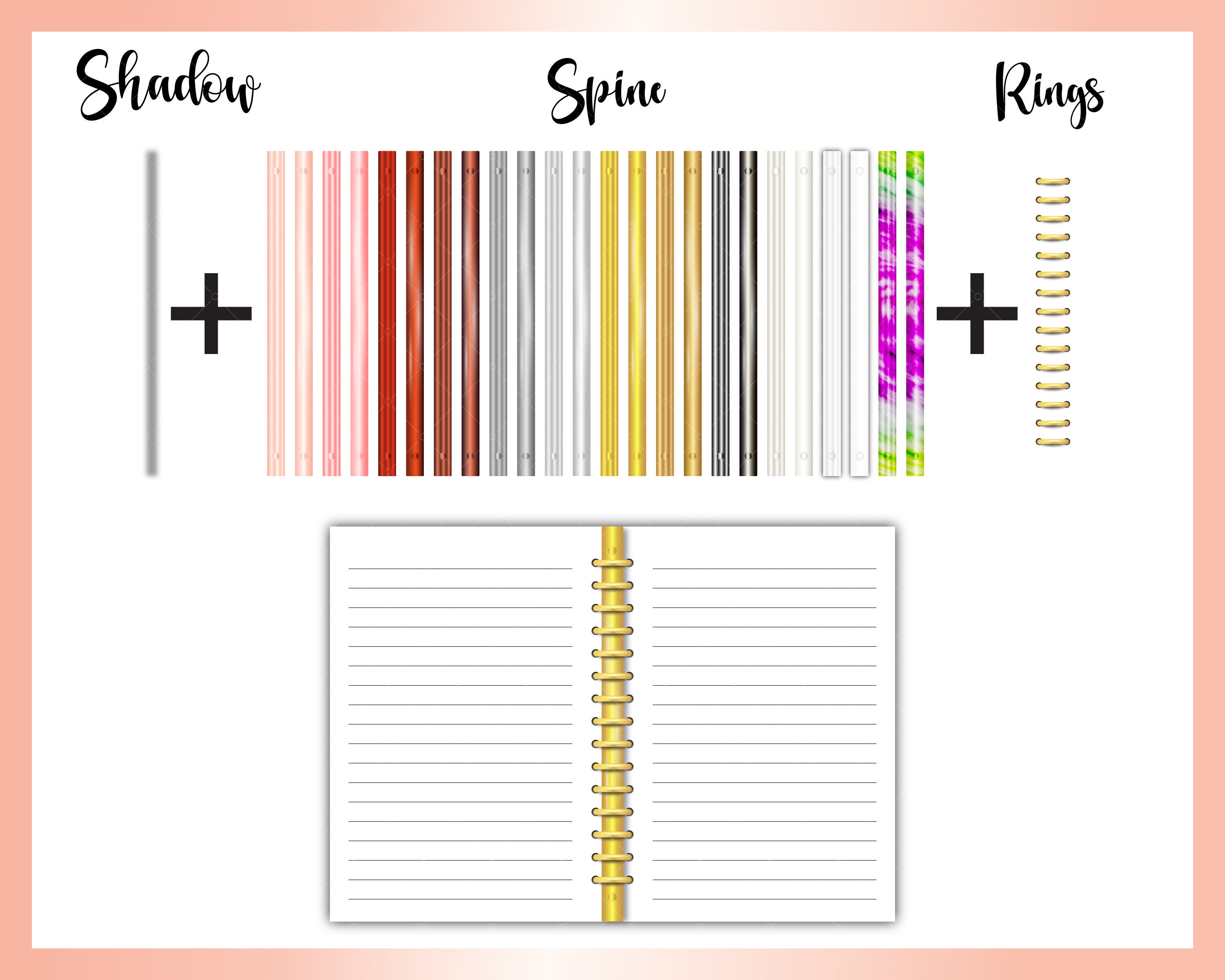 Digital Planner Binder Rings, Goodnotes Planner Digital Coils Realistic ...