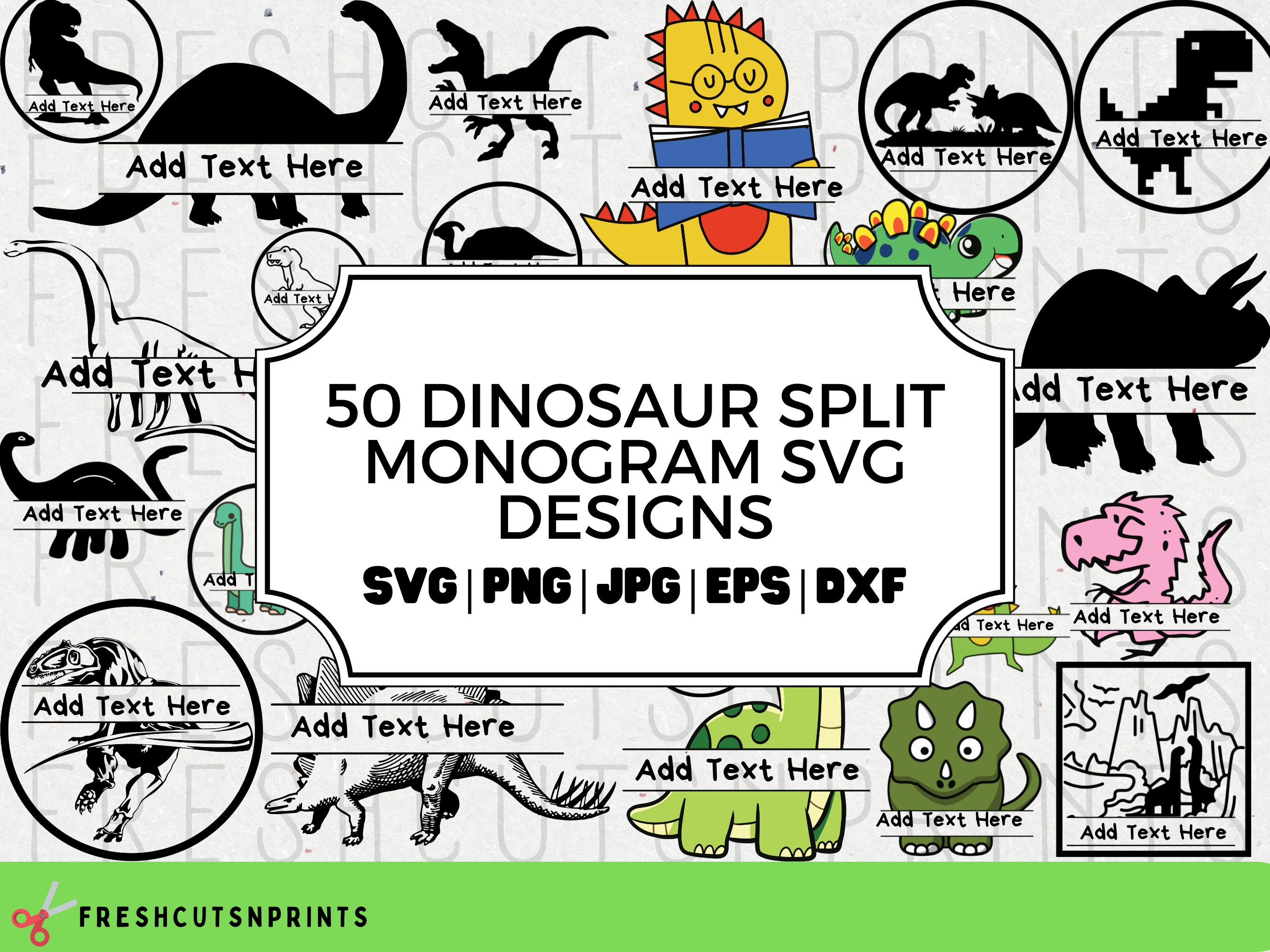 50 Dinosaur Split Monograms Dinosaur SVG Bundle Dinosaur - Etsy