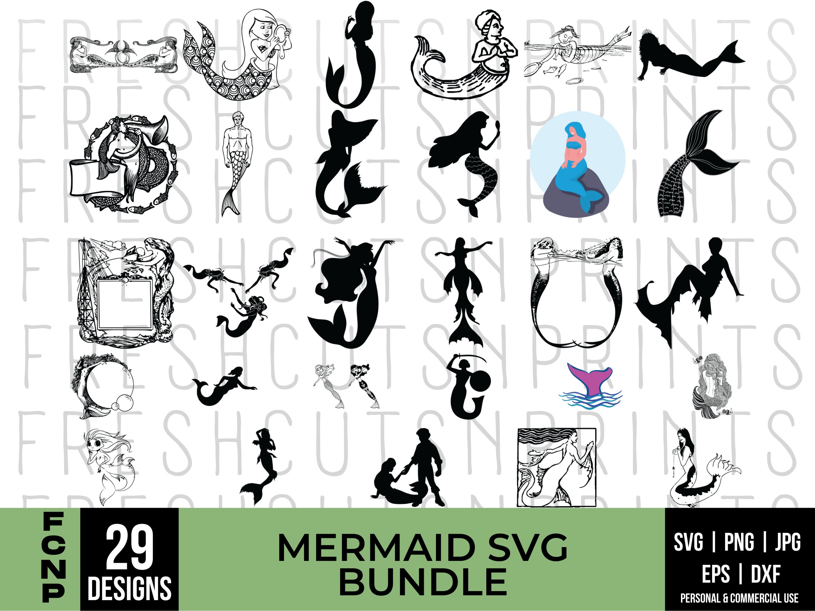 29 Mermaid Svg Designs, Mermaid Clipart, Mermaid Cut File, Mermaid ...