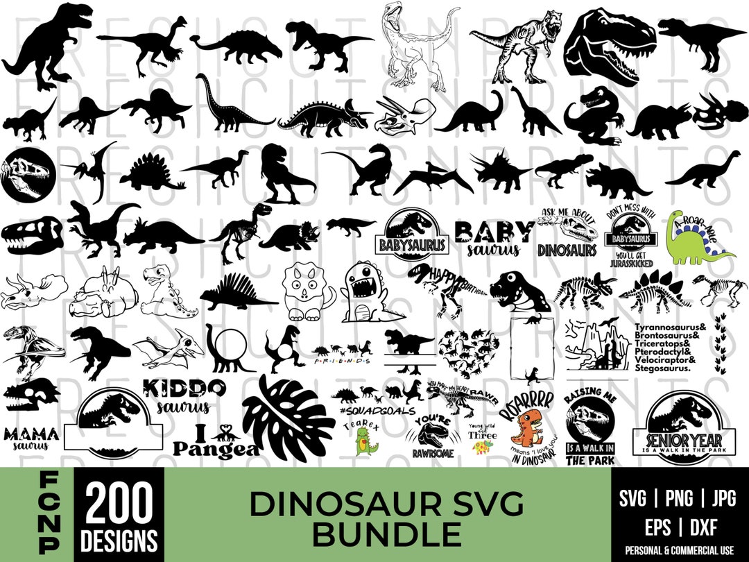 200+ Dinosaur SVG Bundle, Dinosaur Silhouette, Dinosaur Cut Files, Cute ...