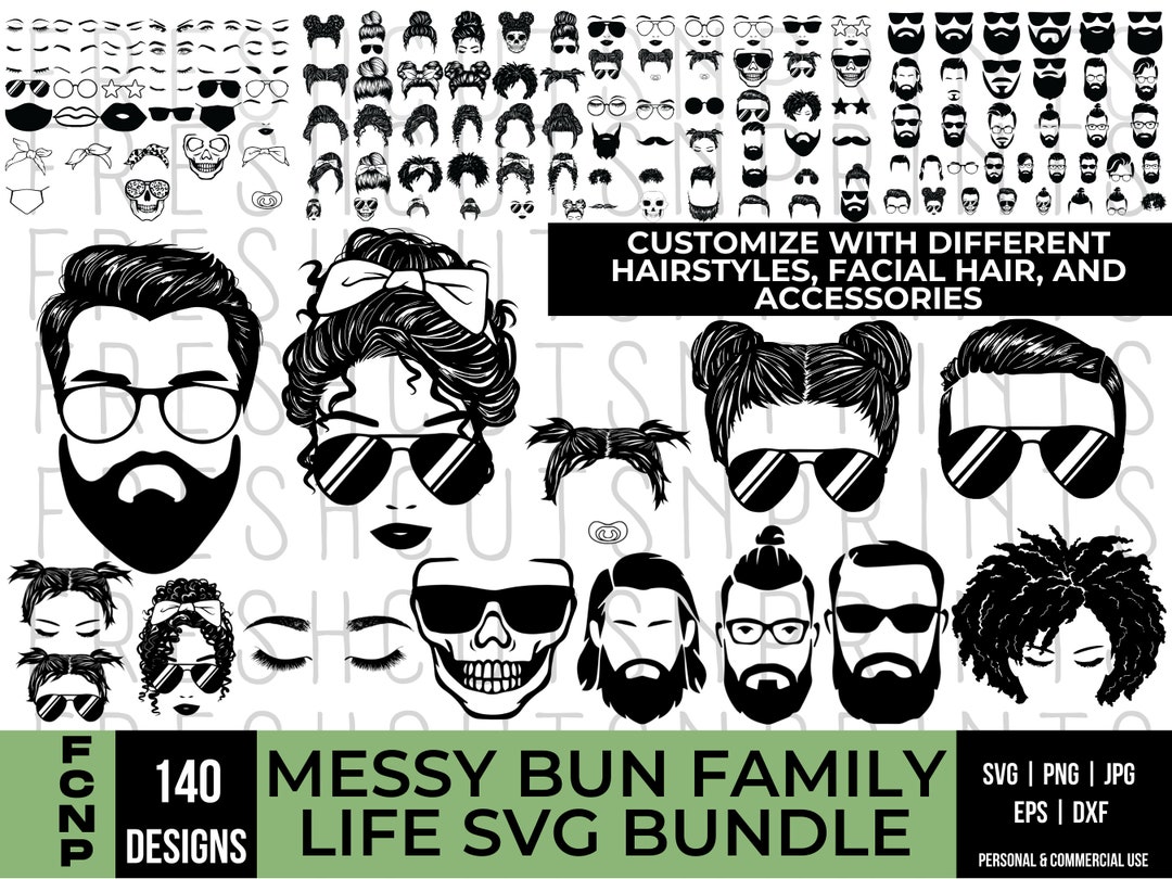 Mega Messy Bun Family Life Bundle, Customizable SVG, Best Mom Svg ...