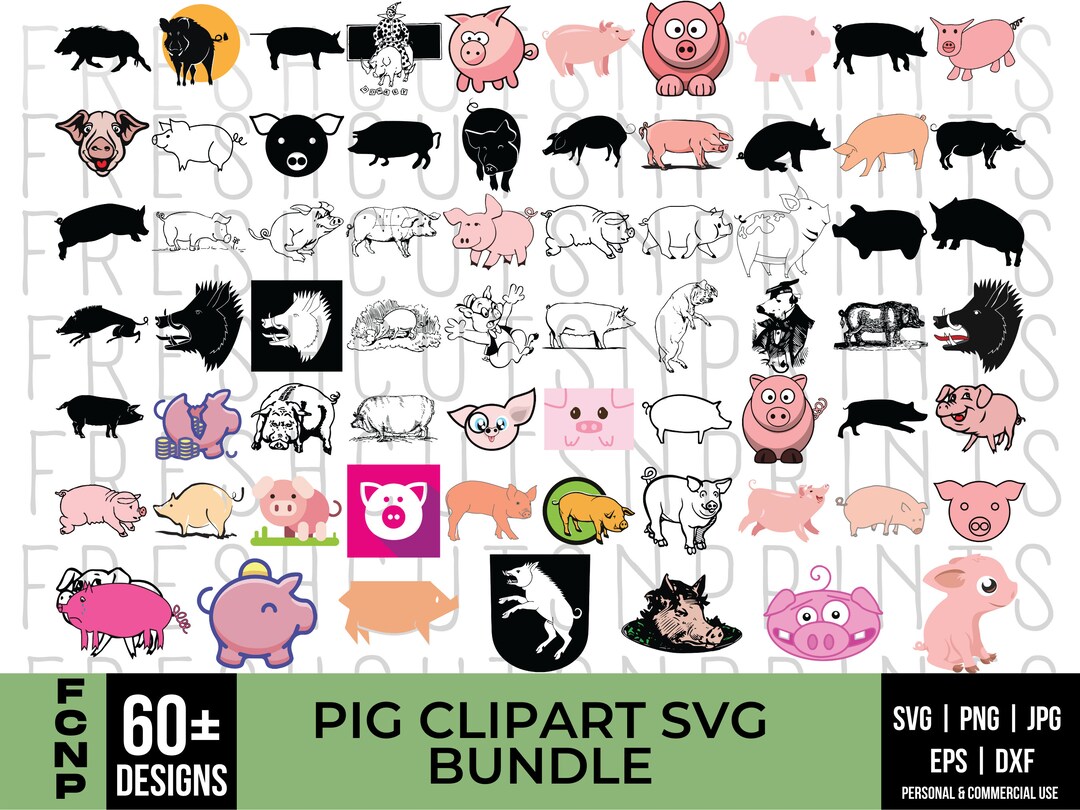 60+ Pig SVG Bundle, Pig Vectors, Pig Cut Files, Pig Face Svg, Cute Pig ...