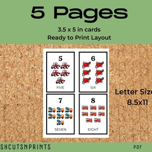 Printable Vehicle Number Flash Cards 1–20 | Counting Cards for Toddlers ...