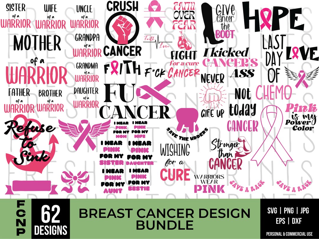 Breast Cancer SVG Bundle, Cancer Svg, Cancer Awareness, Instant Download, Ribbon, Breast Cancer ...