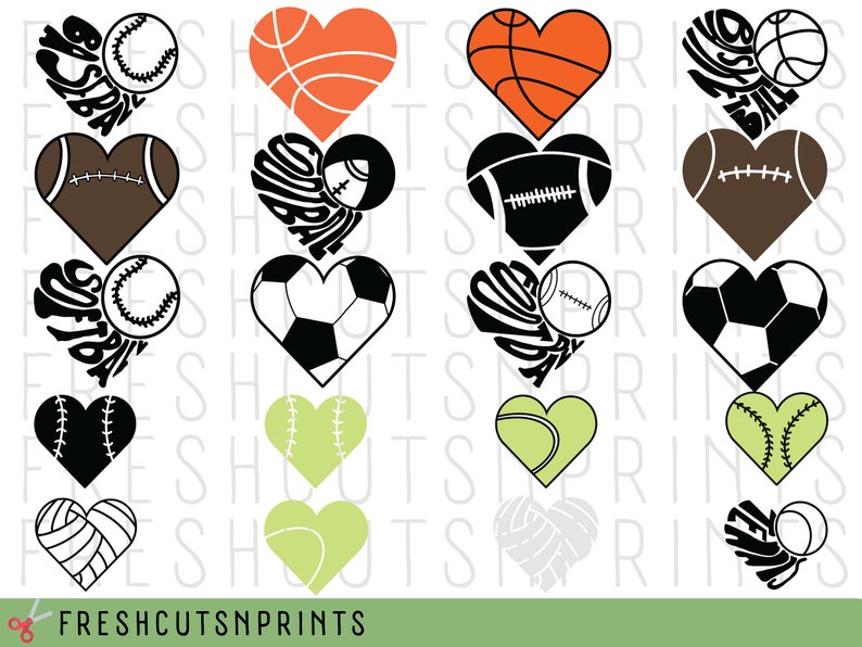 20 Sport Heart Svg Sports Clipart Sports Cut Files Football - Etsy