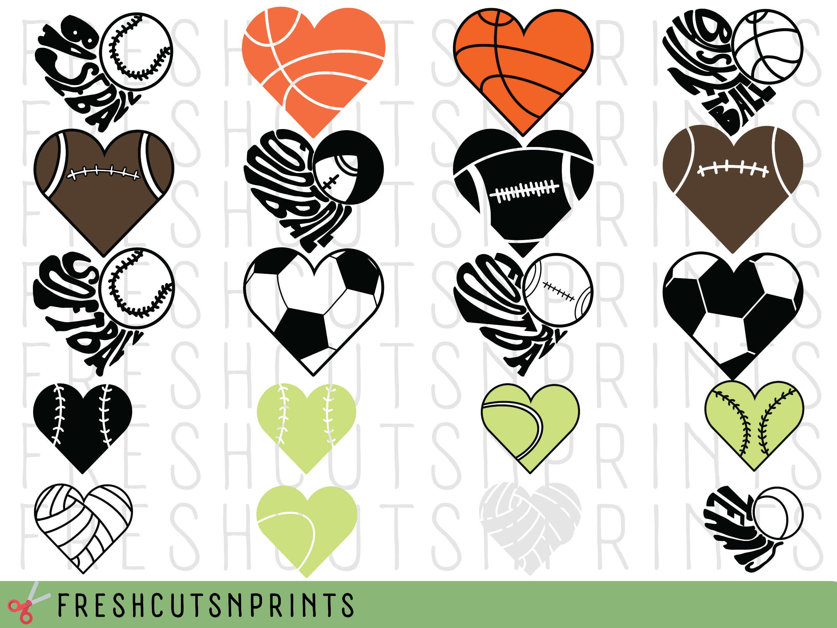 20 Sport Heart Svg Sports Clipart Sports Cut Files Football | Etsy