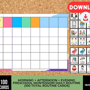 Montessori Daily Routine Chart for Kids | Printable Visual Schedule ...