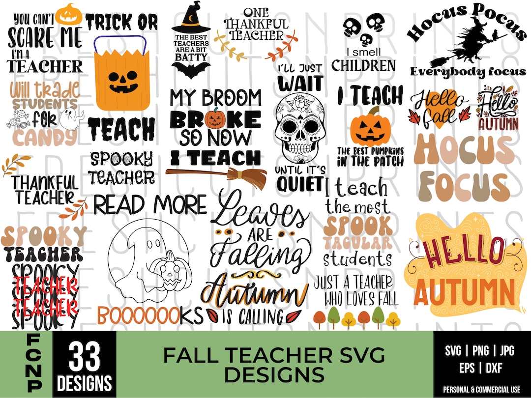 Fall Teacher SVG Bundle, Halloween Teacher Svg, School Svg, Autumn Svg ...