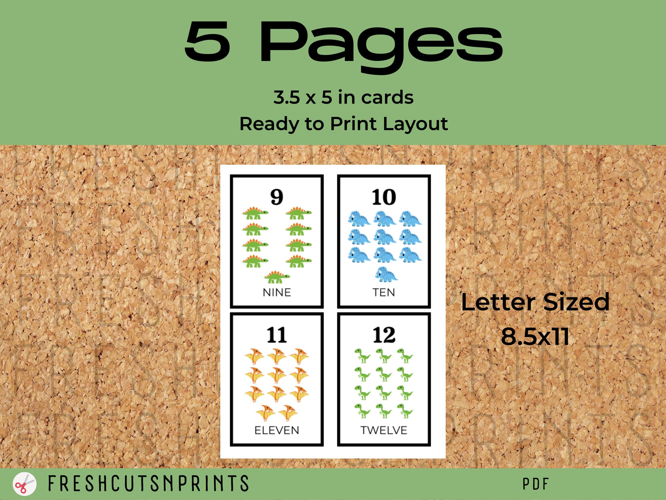 Printable Dinosaur Number Flash Cards 1–20 | Counting Cards for ...