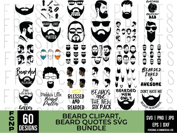 Beard SVG Bundle Beard Silhouette Beard for Cricut Beard | Etsy