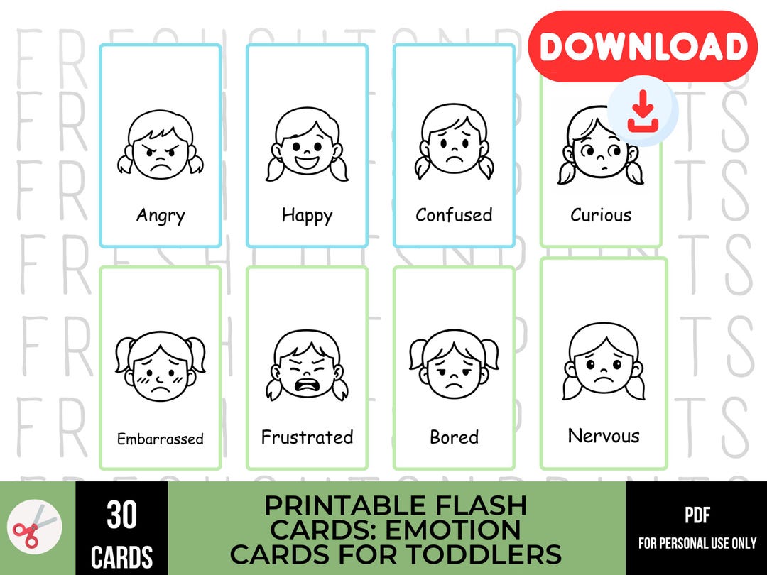 Emotion Flash Cards: Printable Flash Cards for Toddlers and ...