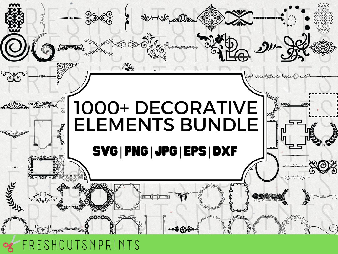 1000+ Decorative Elements SVG Megabundle , Vintage Border SVG, Cross ...