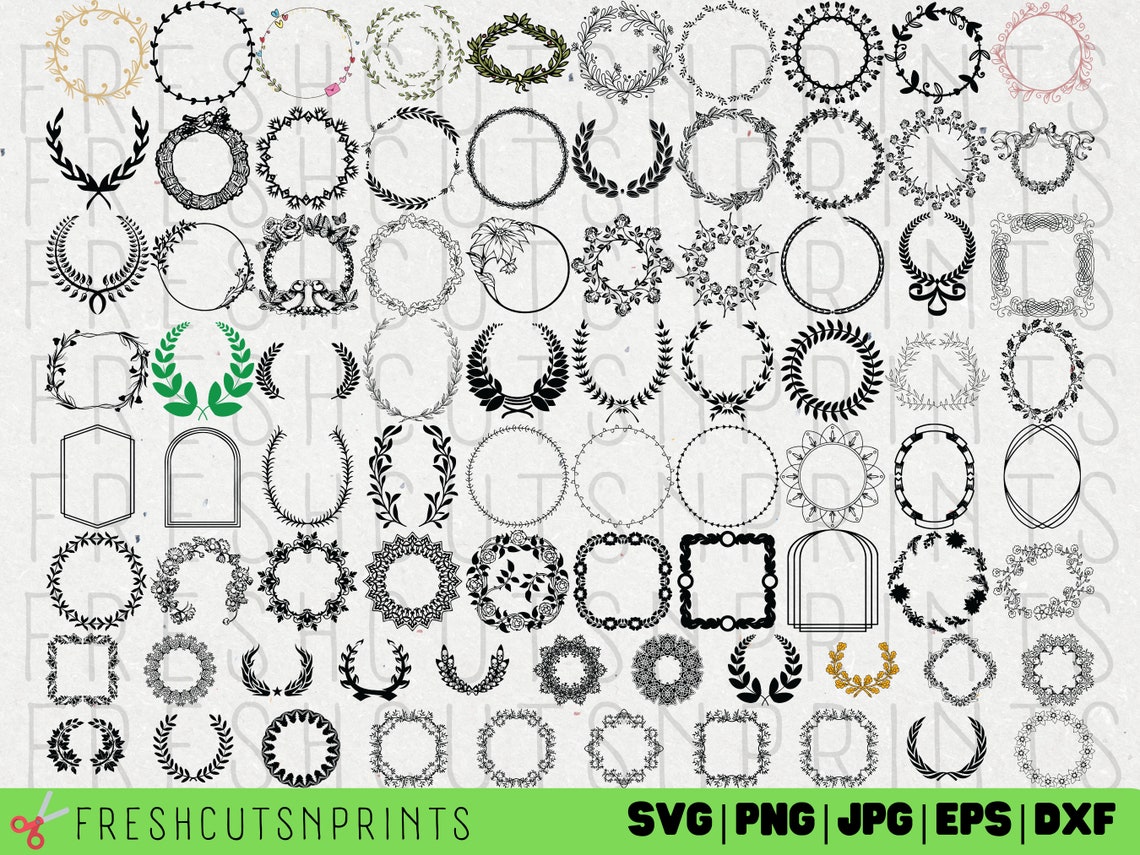 80 Wreath Svg Bundle Floral Wreath Svg Wreath Border Svg | Etsy