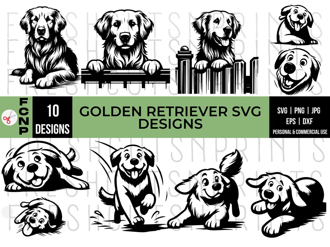10 Golden Retriever SVG Files for Cricut, Cute Golden Retriever, Dog ...