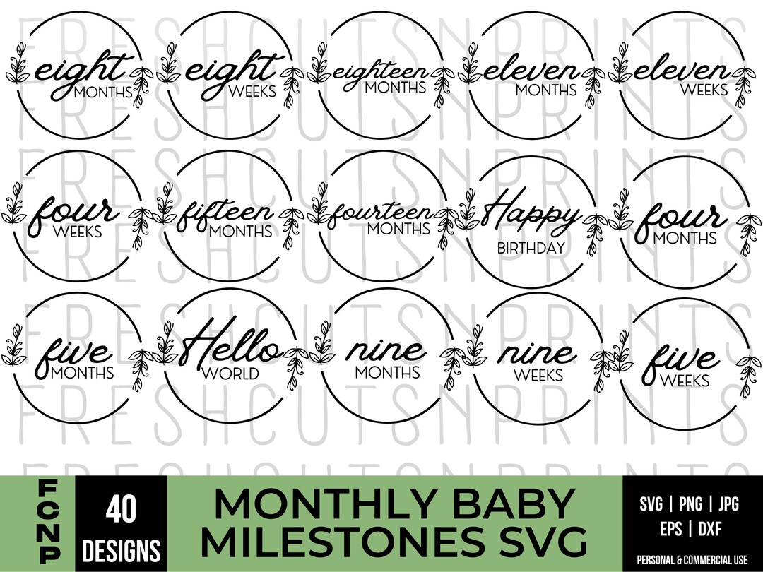 Baby Milestones SVG Bundle, Monthly Milestones, Baby Svg, Baby ...