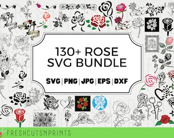 100 ROSES SVG BUNDLE, Rose Clipart, Rose Cut Files, Rose Vector, Rose ...