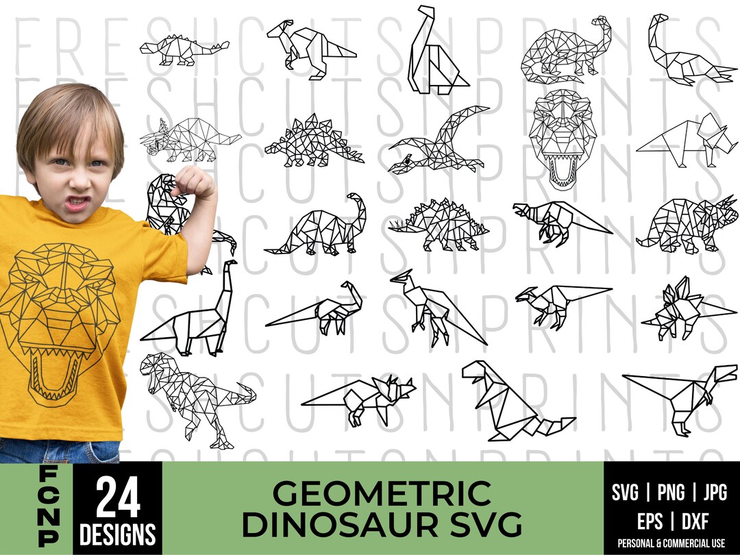 24 Geometric Dinosaur Svg Bundle, Dinosaur Wall Art, Dinosaur Decal ...