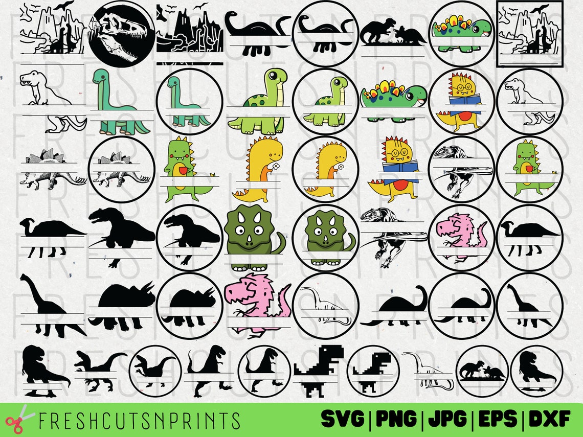 50 Dinosaur Split Monograms Dinosaur SVG Bundle Dinosaur - Etsy