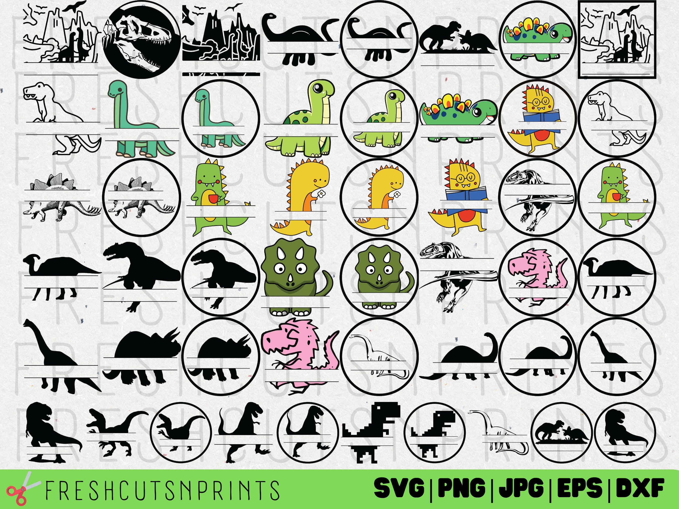 50 Dinosaur Split Monograms Dinosaur SVG Bundle Dinosaur - Etsy