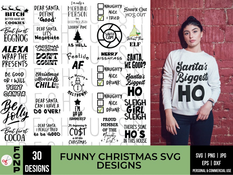 Funny Christmas Quotes SVG Bundle Silhouette Christmas Svg - Etsy